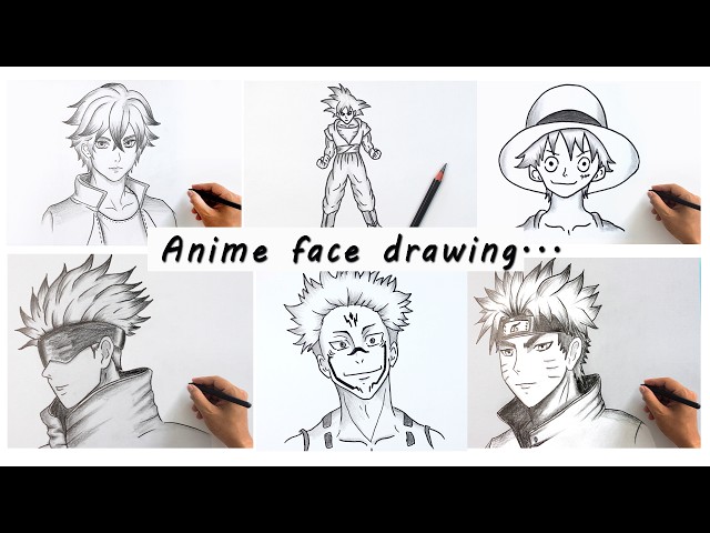 6 Popular Anime Drawing || How to draw famous Anime face step by step ...