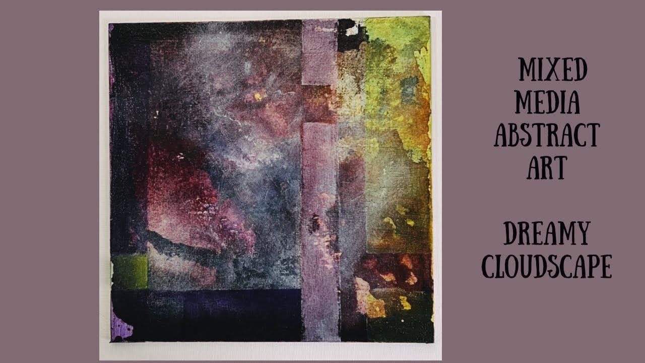 Mixed media abstract art, dreamy cloudscape inspired by ...