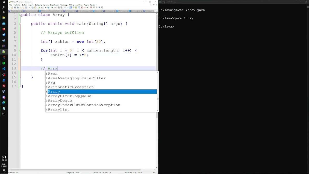 Programmieren in Java 1: Video 26.1 | Arrays befüllen und ausgeben - YouTube