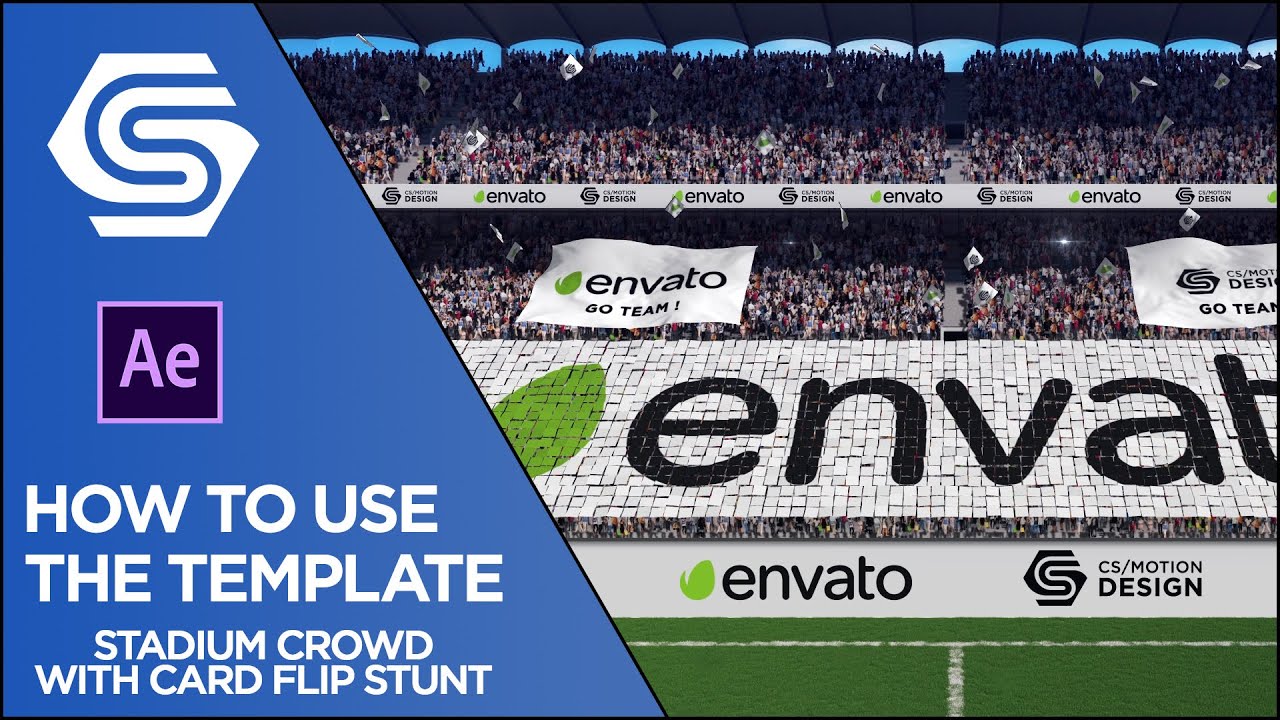 Stadium Crowd with Card Flip Stunt /After Effects Template / Tutorial ...