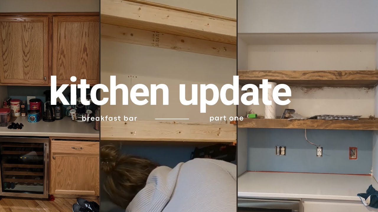 First time building floating shelves | DIY breakfast bar nook | On a ...