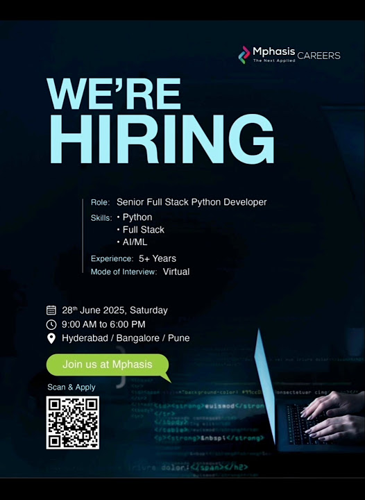 Mphasis Hiring Full stack Python Developer at Hyderabad, Bangalore and Pune - YouTube