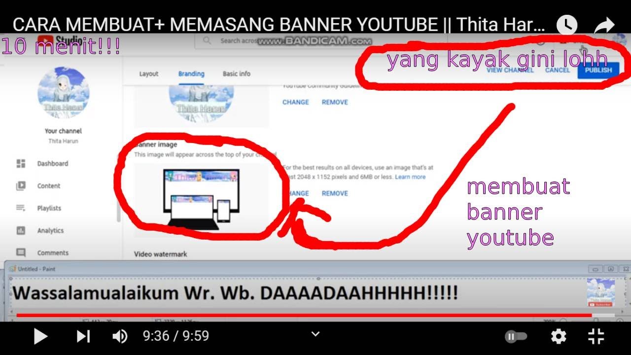 CARA MEMBUAT+ MEMASANG BANNER YOUTUBE || Thita Harun - YouTube