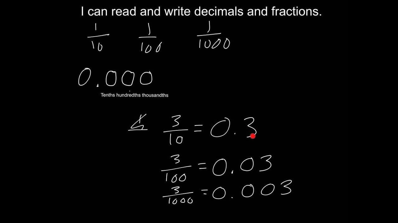 Decimals and Fractions Reading Lesson 3 1b - YouTube