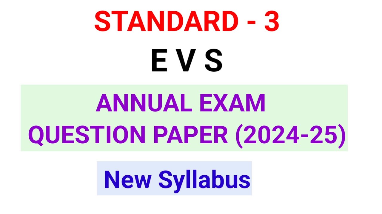 ANNUAL EXAM MODEL QUESTION PAPER CLASS 3 EVS | STD 3 EVS PUBLIC EXAM ...