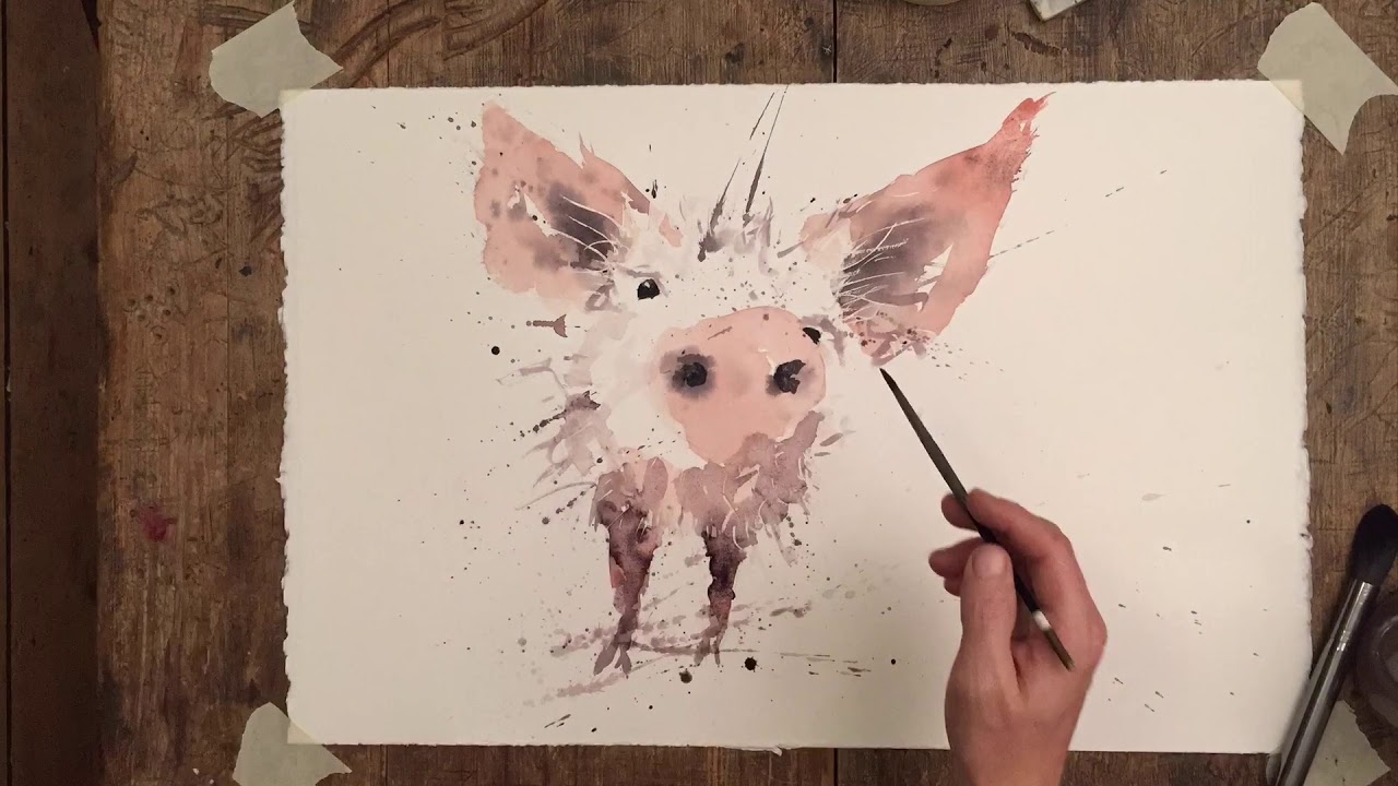 Pig Watercolour Painting Time Lapse - YouTube
