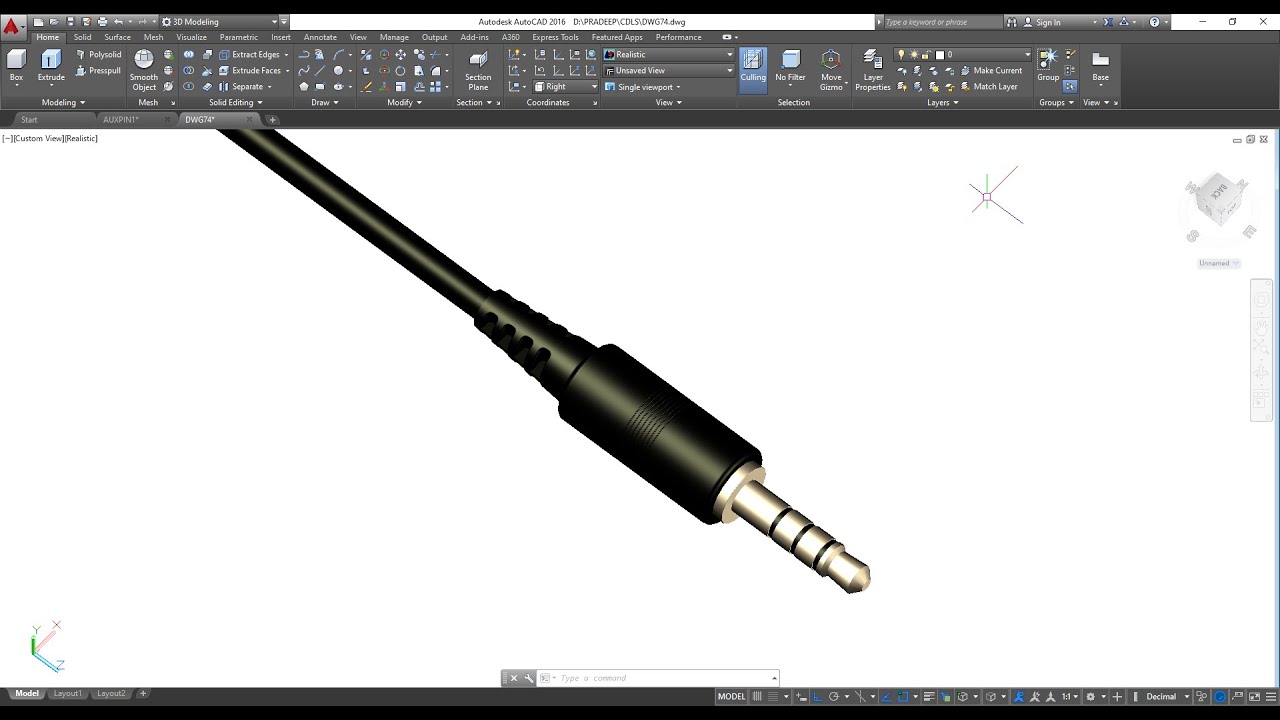 How to Make Aux Cable In AutoCAD 3D - YouTube
