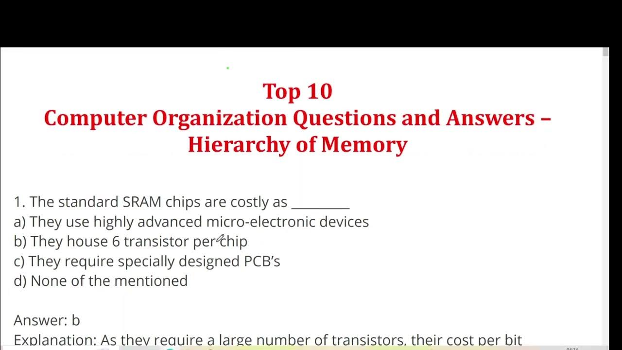 Computer Organization Questions and Answers –Hierarchy of Memory MCQ - YouTube
