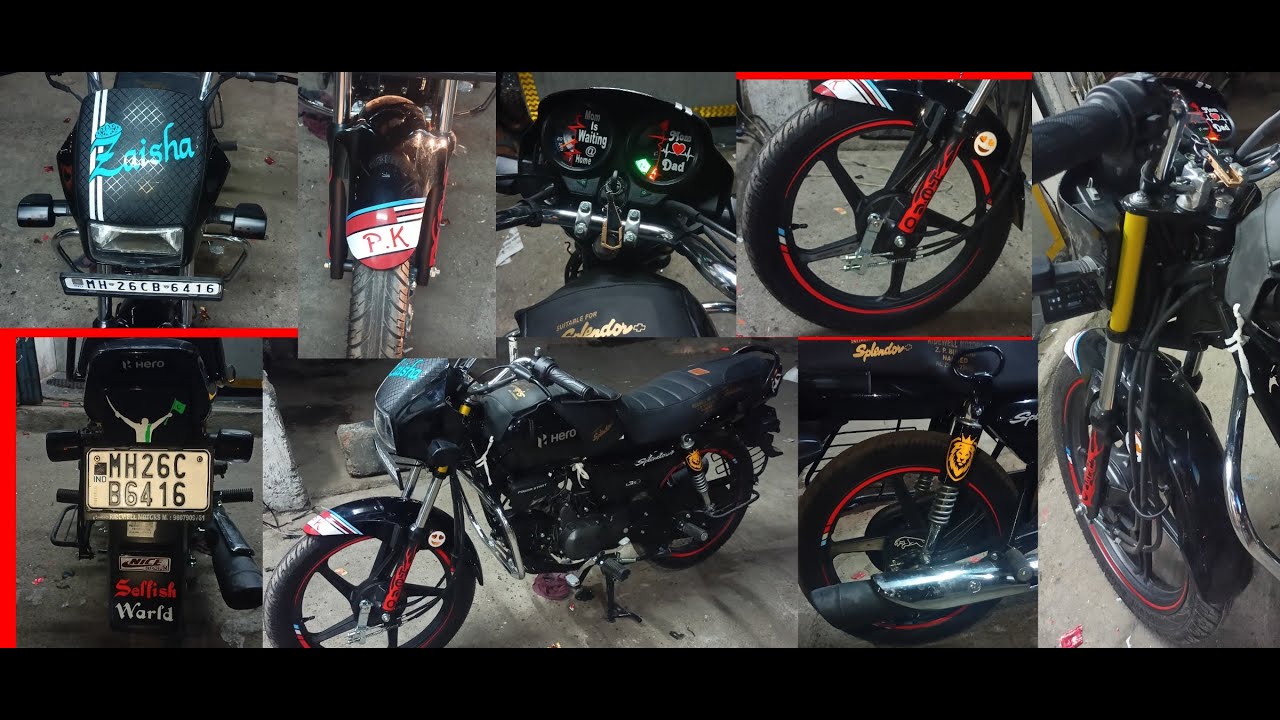 New Splendor+ Bs6 Full Black Modified In Radium Work Break Light Radium ...