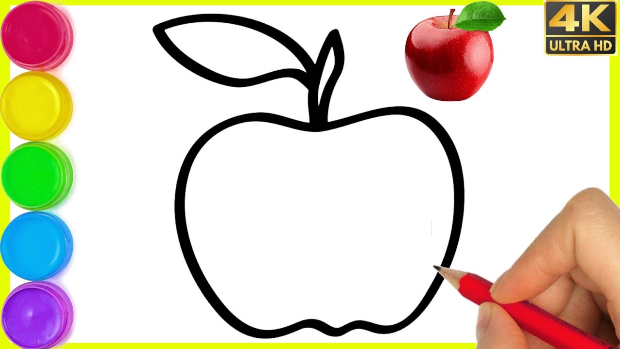 How to draw colour Apple 🍎 drawing ||Step by step Apple drawing for ...