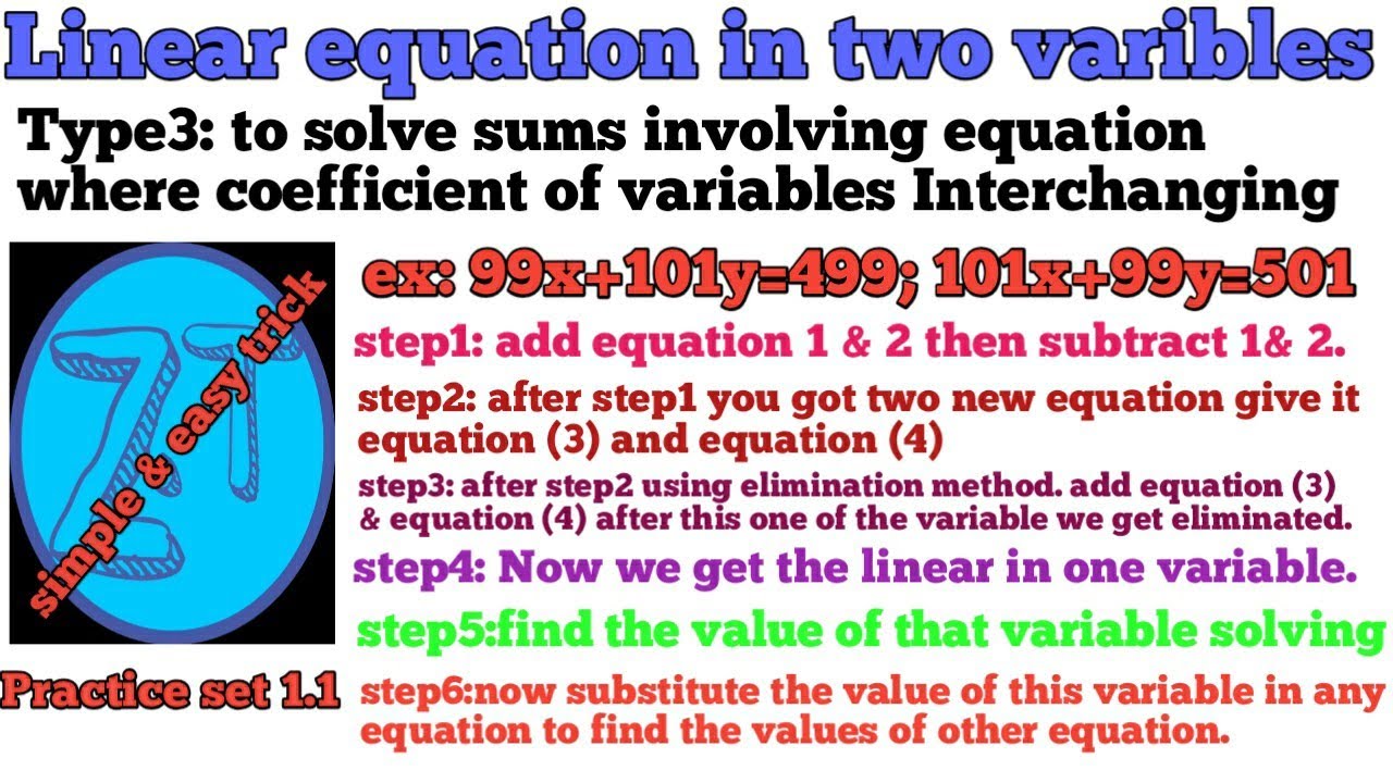 Linear equation in two variables Class 10th|Practice set1.1|coefficient ...