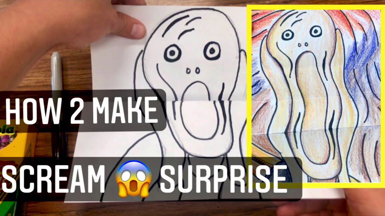 FUN Scream Painting Surprise - Step by Step How to Draw and FOLD for ...