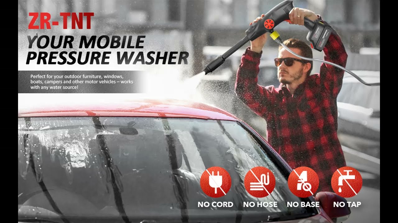 ZR-TNT Portable Power Cleaner, Cordless Pressure Washer,21V Battery Max ...