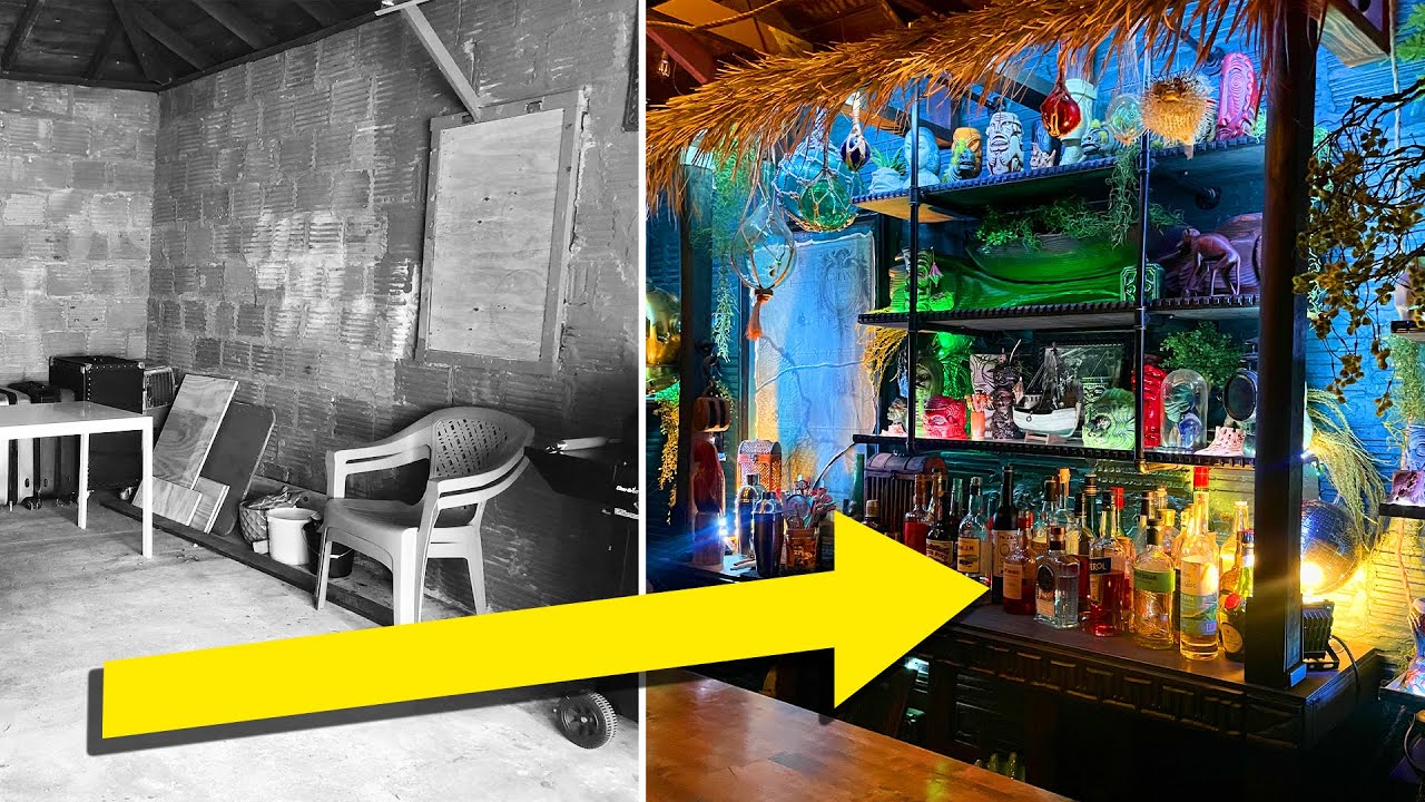 A Home Garage Transformed Into A Tiki Bar - YouTube
