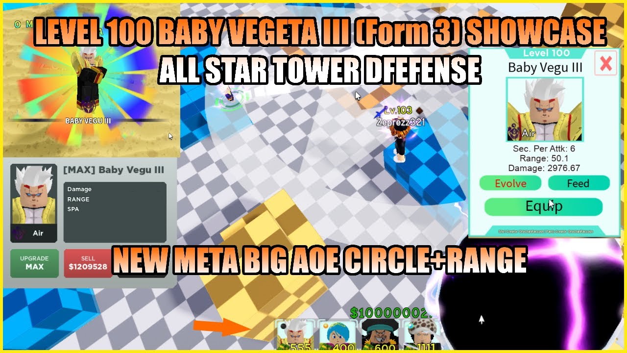 NEW META Baby Vegeta Form 3 Showcase by Myself All Star Tower Defense ...