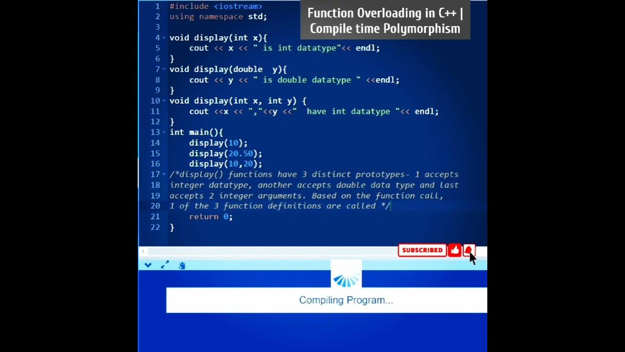 Function Overloading In C Compile Time Polymorphism Functionoverloading Shorts