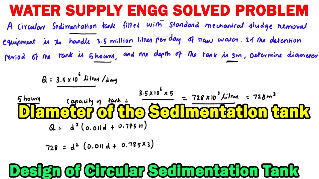 Sedimentation tank Solved design dimension of tank | design of ...