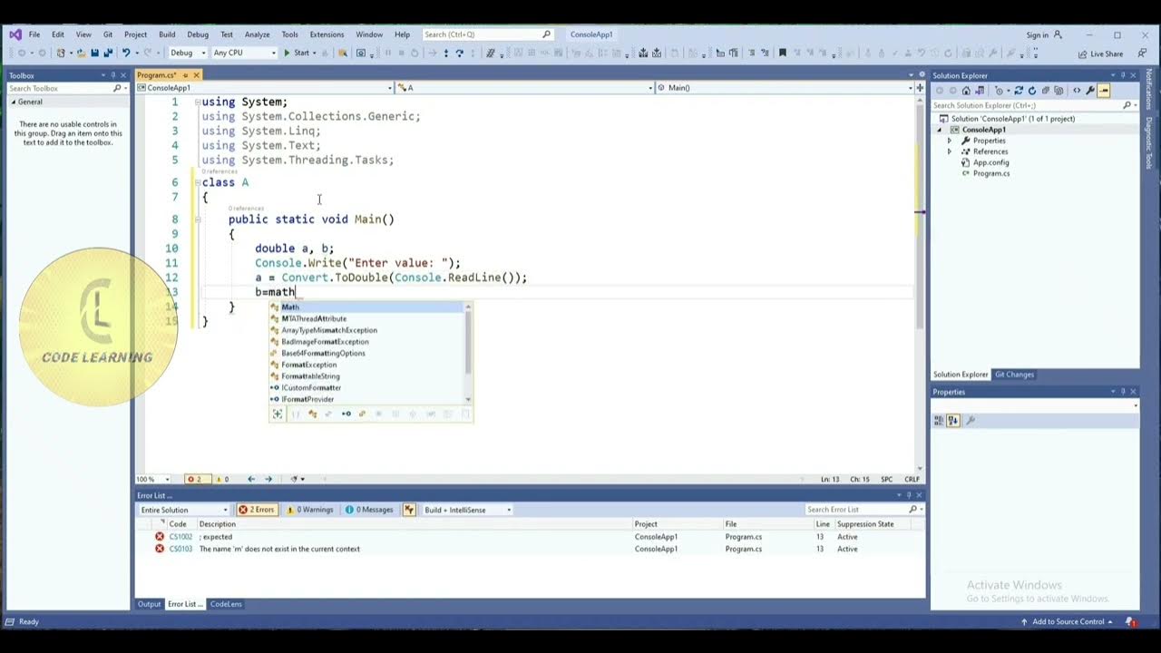 C# | Math 'log() - user input' | CodeLearning - YouTube