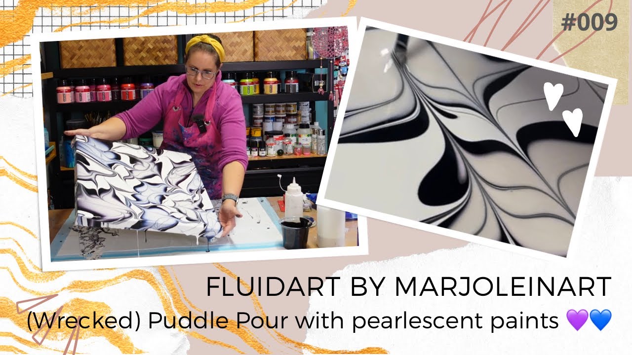 #009 Puddle Pour with pearlescent paints 💜💙 #fluidart 🤩MUST SEE!! 💜 ...