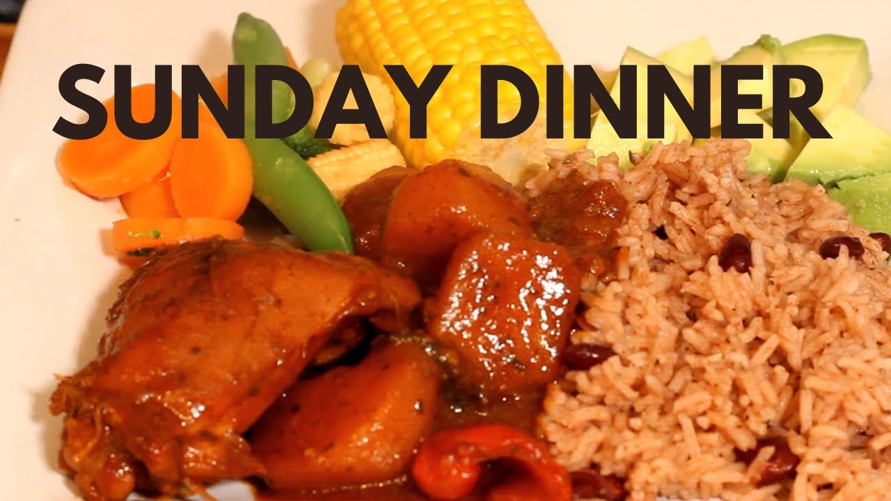 SUNDAY DINNER RICE PEAS BROWN STEW CHICKEN AND CURRY CHICKEN + ROAST ...