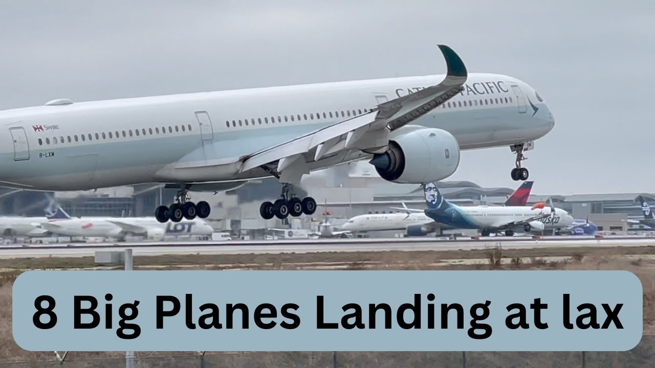 8 BIG PLANES Doing WINDY LANDINGS at LAX In 3 Minutes! | 787, B777 ...