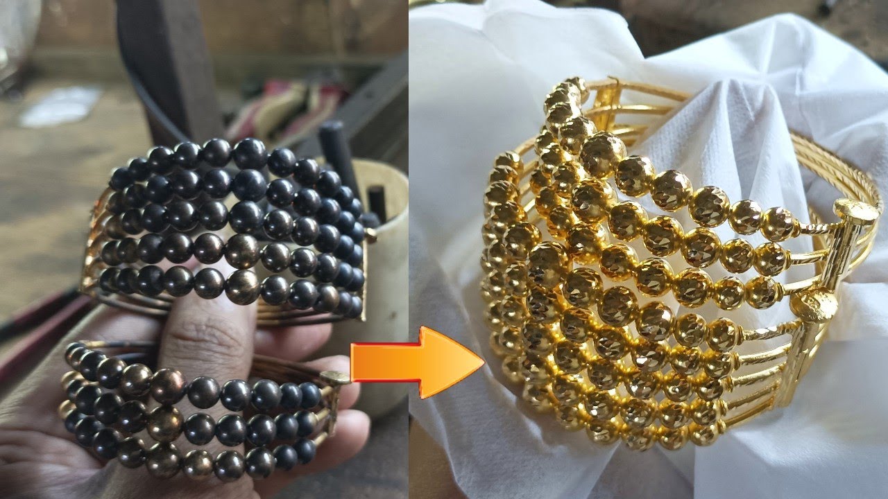 Special desing gold bracelet myanmar gold shop making - YouTube