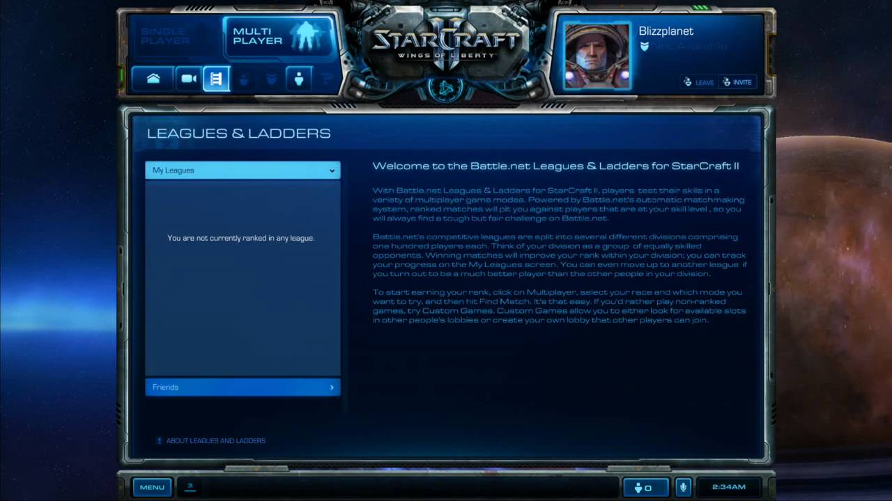 Starcraft II Beta - Battle.net interface - YouTube