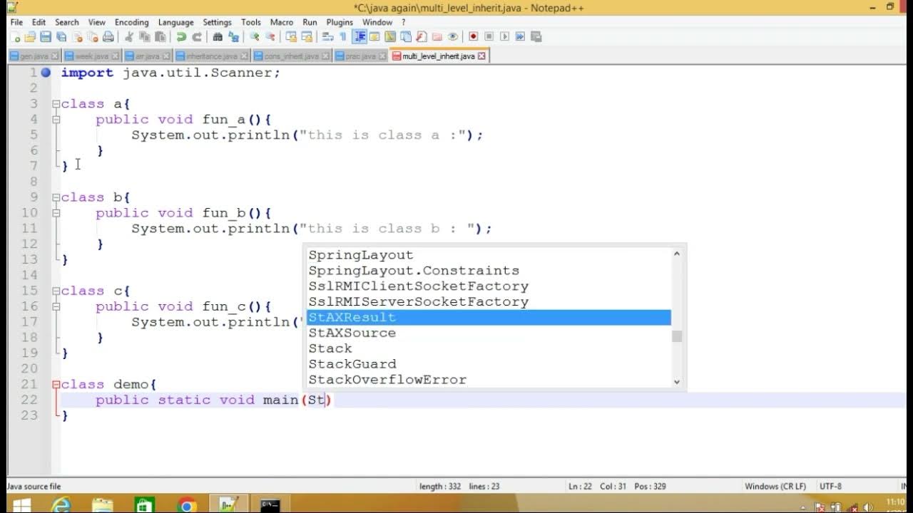 multi level inheritance and without inheritance in java.. - YouTube