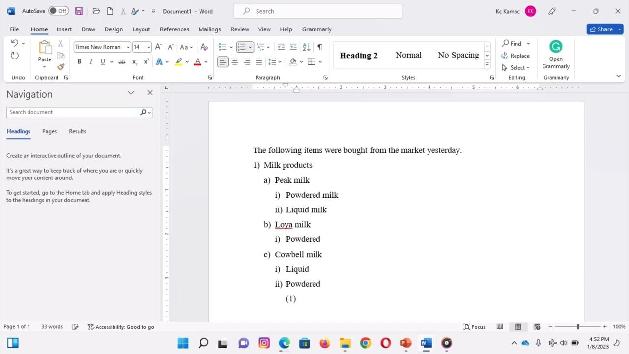Paragraph formatting in Word - Create a Multilevel list - YouTube