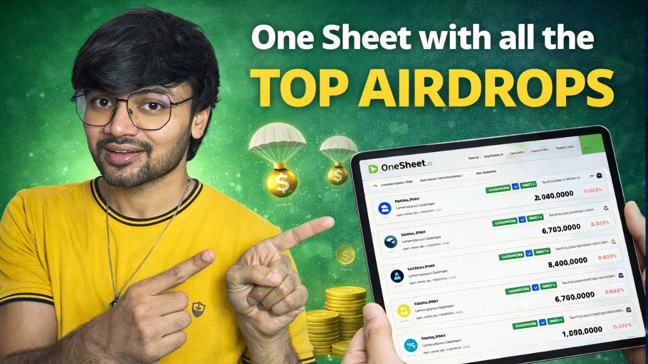 One Sheet with all the Top Airdrops With Full Details Funding, Backers, Links | SAGE Hindi - YouTube
