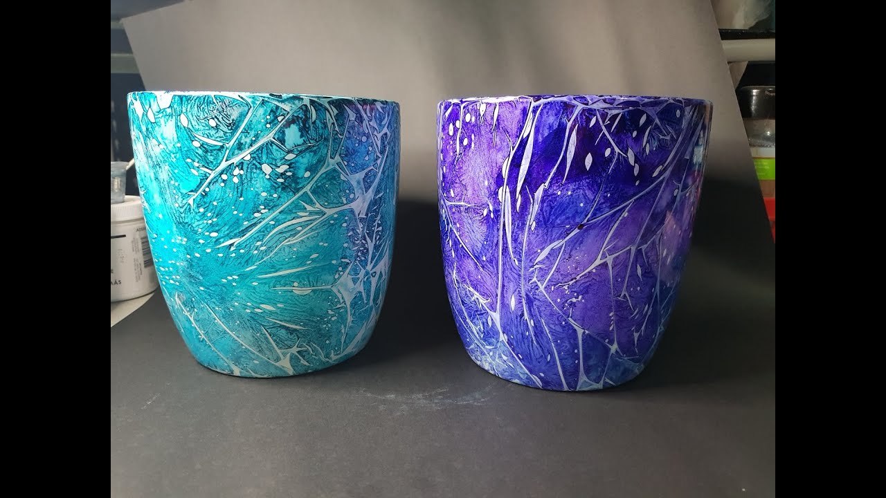 #309 - Stunning alcohol ink on ceramic pot reveal - YouTube