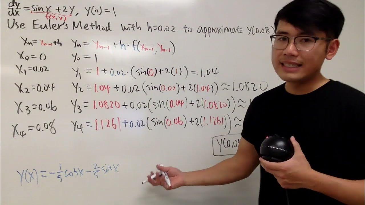 Euler's Method Example (first order linear differential equation) - YouTube