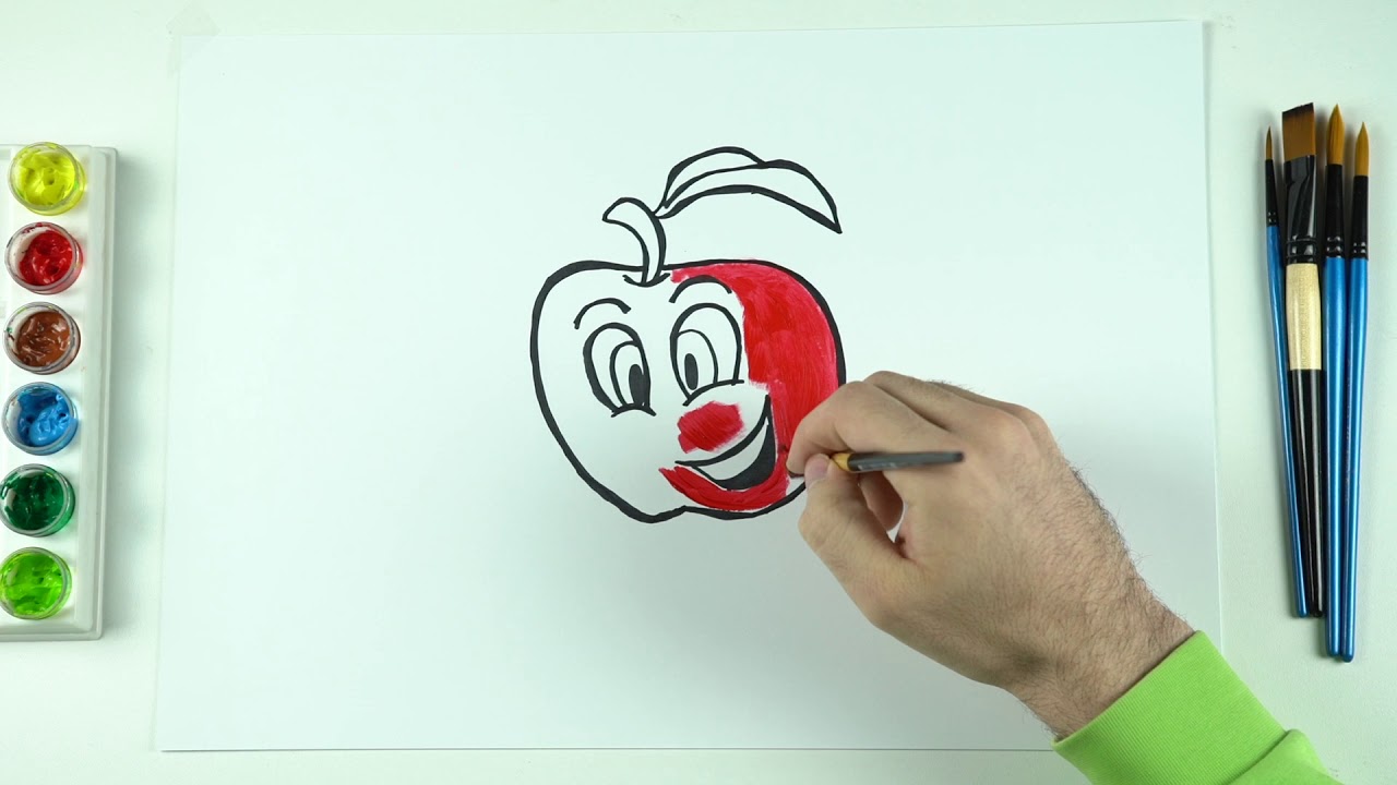 Si te vizatojme nje Molle te kuqe - How to draw an Red Apple Pika Pika ...