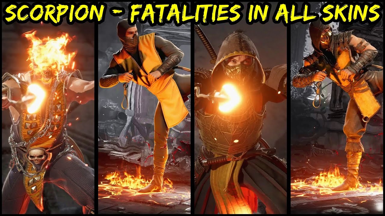 Scorpion - Fatalities in All Skins - Mortal Kombat 1 - YouTube