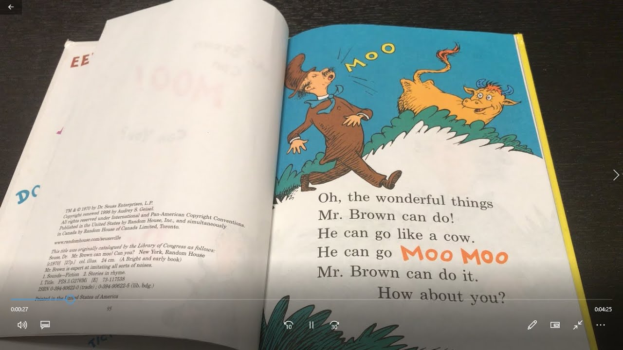 Kids Read Aloud Books: Mr. Brown Can Moo! Can you? by Dr. Seuss - YouTube