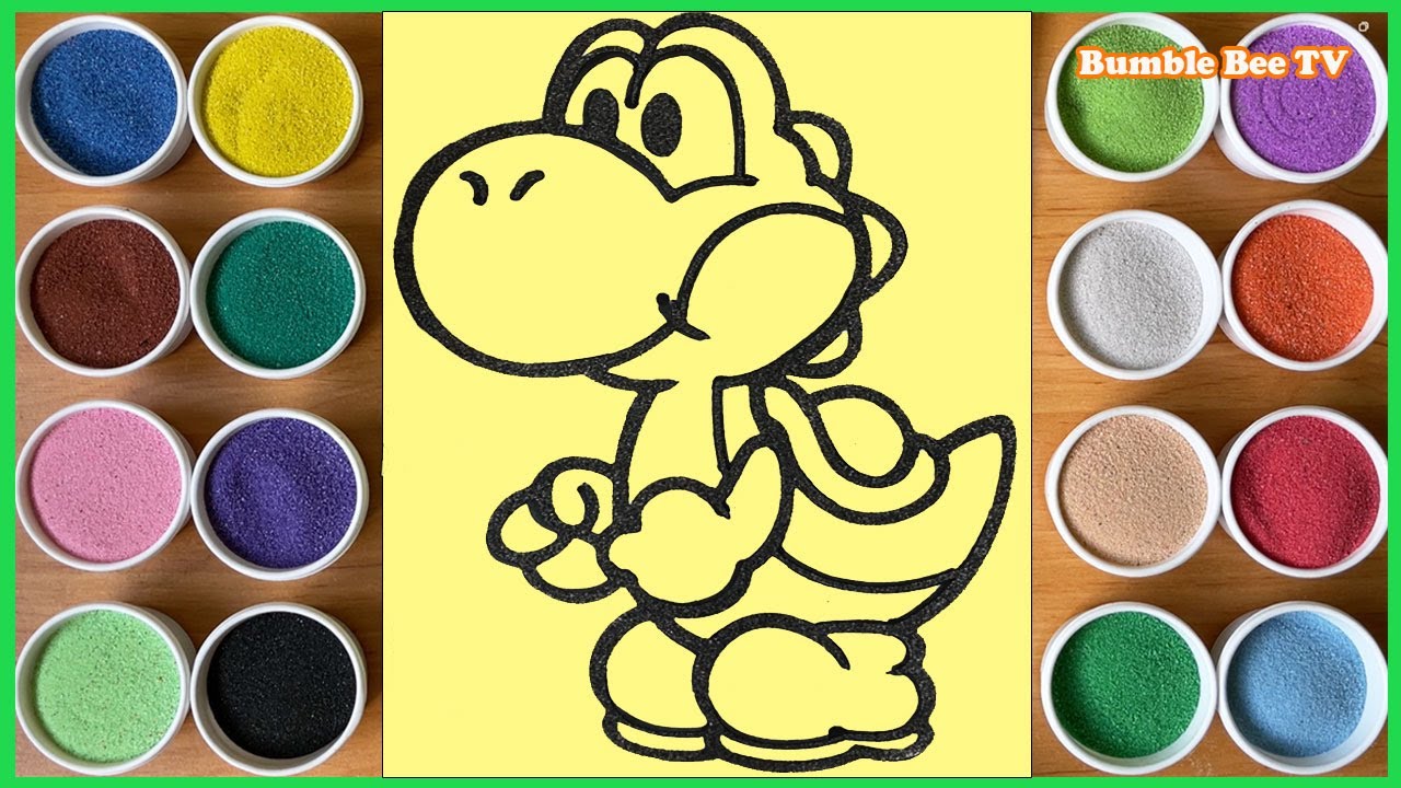 COLORING YOSHI MARIO SAND PAINTING SO BEAUTIFUL/TÔ KHỦNG LONG YOSHI ...