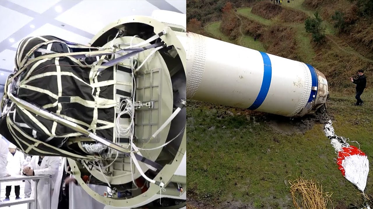 Long March-3B rocket with parachute-assisted landing system - YouTube