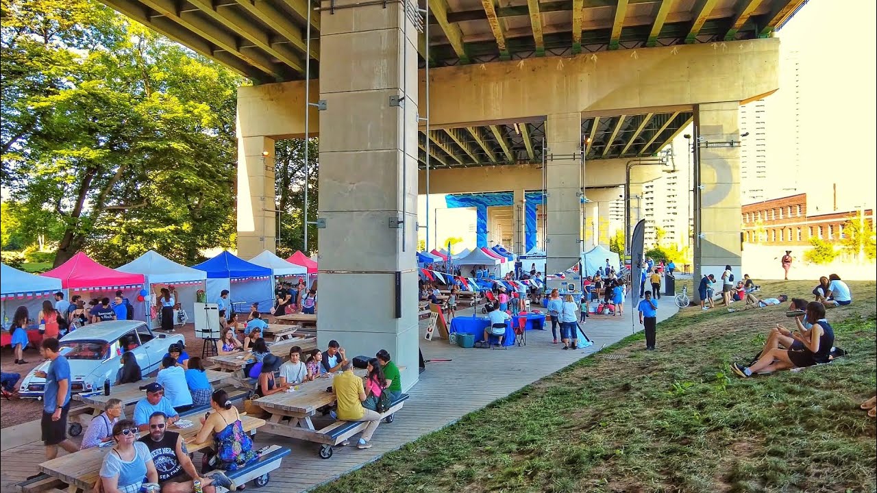 Toronto Walk - Bastille Day, Bentway to Bathurst Quay - YouTube
