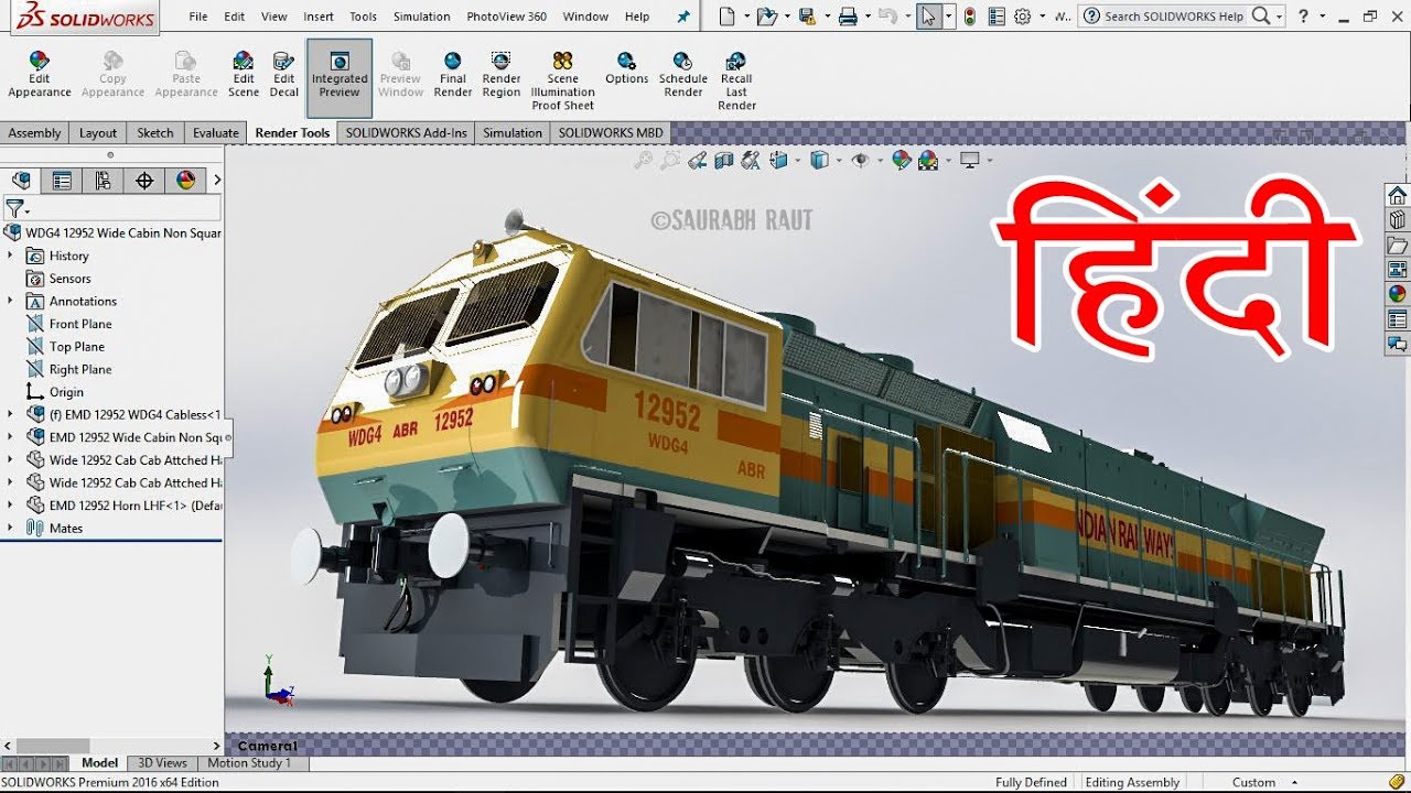 SolidWorks Train Modelling Tutorials - S01 E07: The Wheel assembly [Hindi] - YouTube