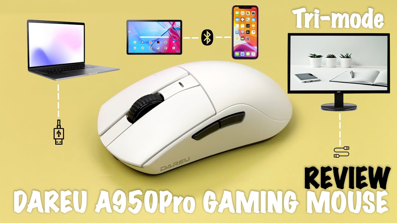 Dareu A950Pro Tri-mode Lightweight Gaming Mouse Review @dareuglobal ...