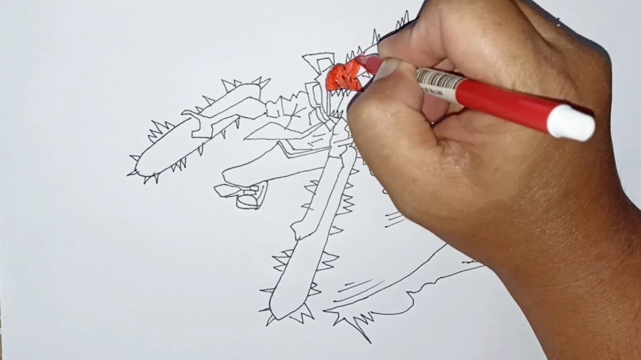 Cara gambar Denji Chainsaw Man dengan mudah / How to draw Denji ...