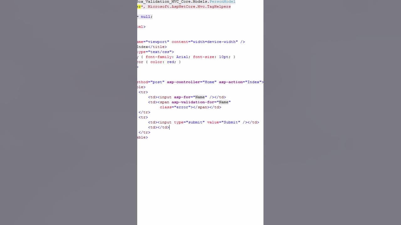 Server Side Validation For Textbox In Aspnet Core Mvc Youtube