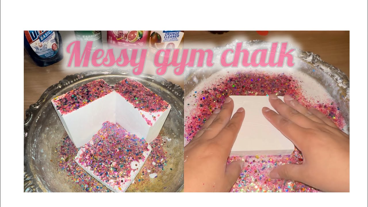 Paste play crush with fresh gym chalk | crispy crush | ASMR | messy gym ...