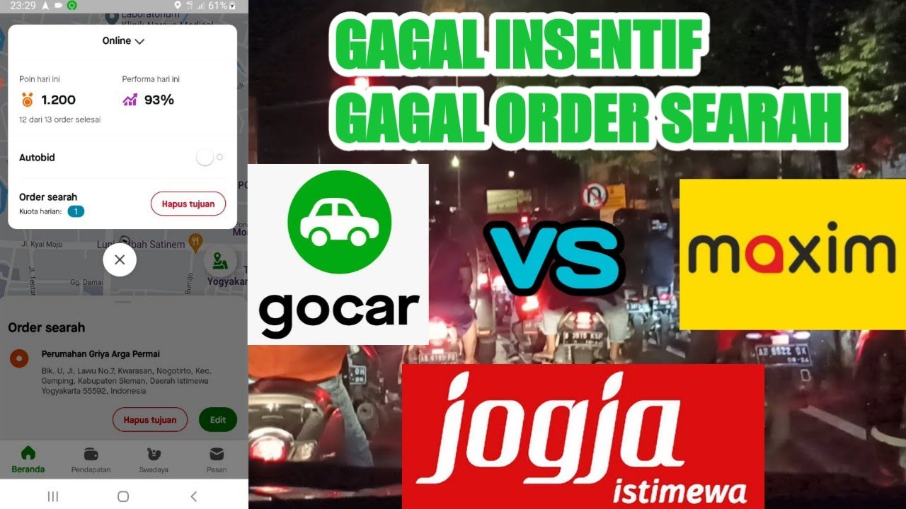 GOCAR VS MAXIM CAR | SORTIR ORDERAN | LIVE BID JOGJA ISTIMEWA - YouTube