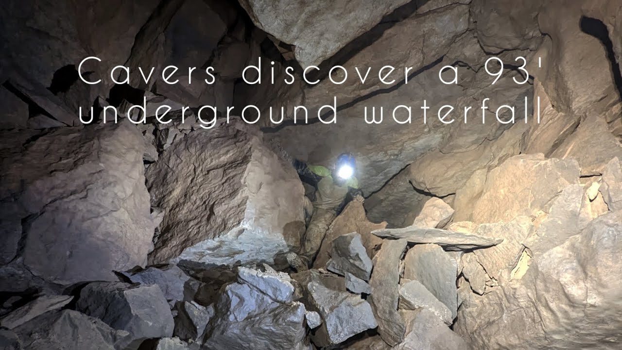 Cavers discover a 93' underground waterfall in Tennessee - YouTube