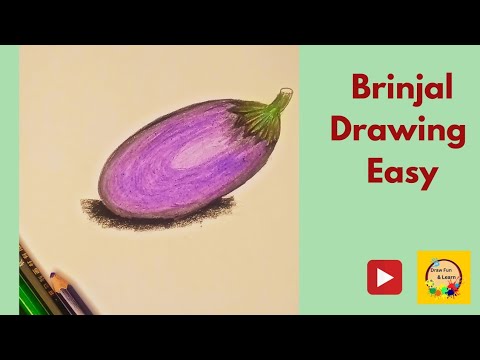 How to draw a brinjal with color step by step// Brinjal drawing Easy ...