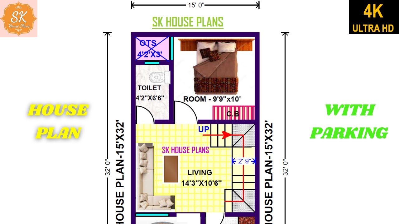 HOUSE PLAN 15' X 32' / 480 SQ.FT / 53 SQ.YDS / 45 SQ.M / 53 GAJ / WITH ...