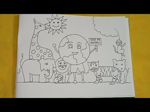 Drawing of save animals // Save Wildlife drawing - YouTube