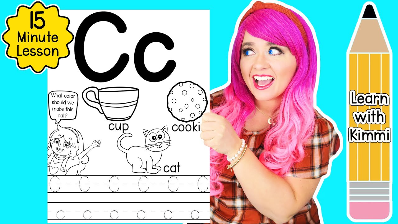 Letter C Color & Trace Worksheet Lesson and Tutorial | Learn with Kimmi ...