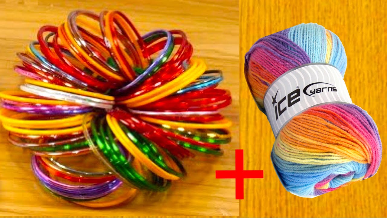 Old bangle craft idea - woolen handmade craft idea - woolen thread ...